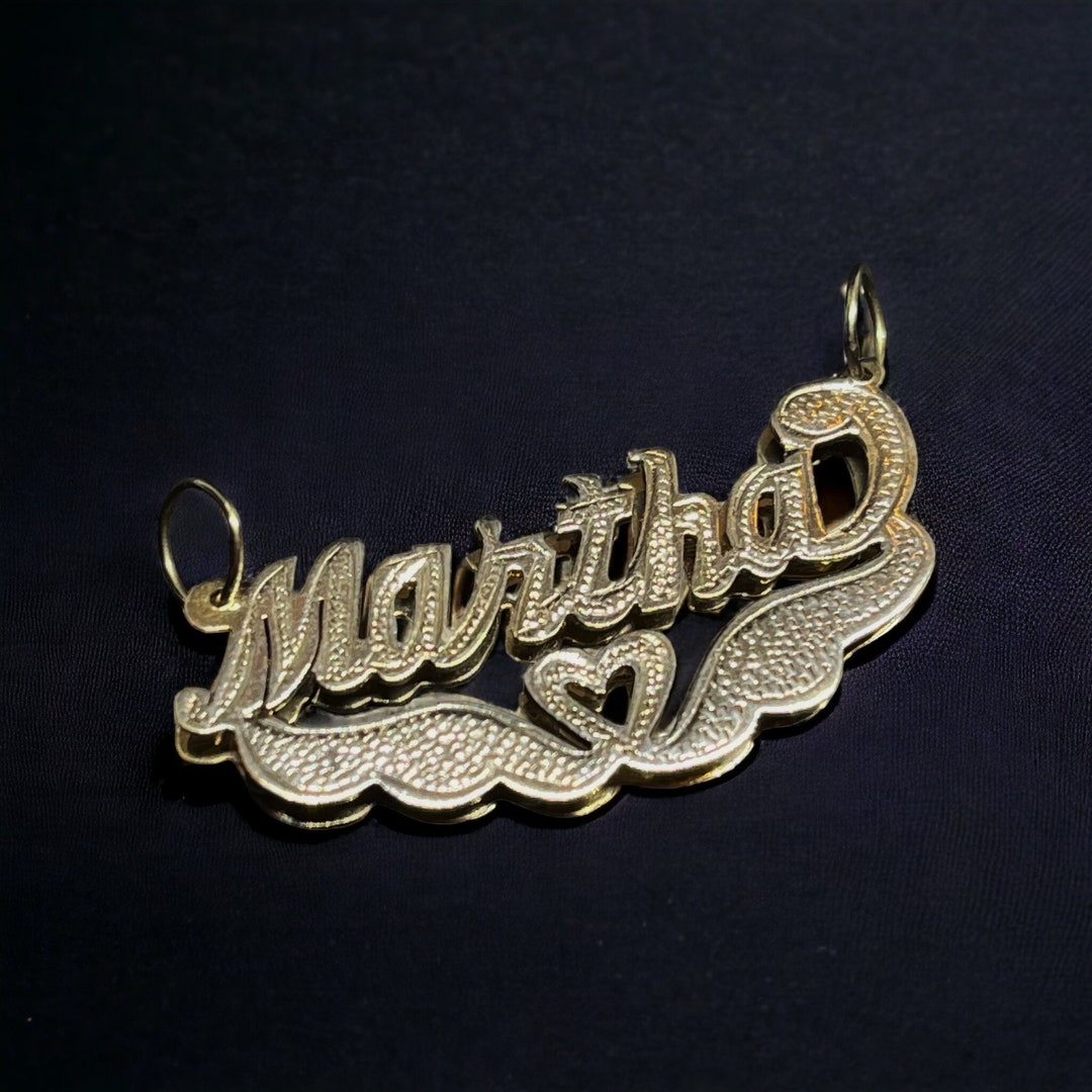14K or 10K Solid Gold Double Two-tone Name Plate Personalized HANDMADE ...