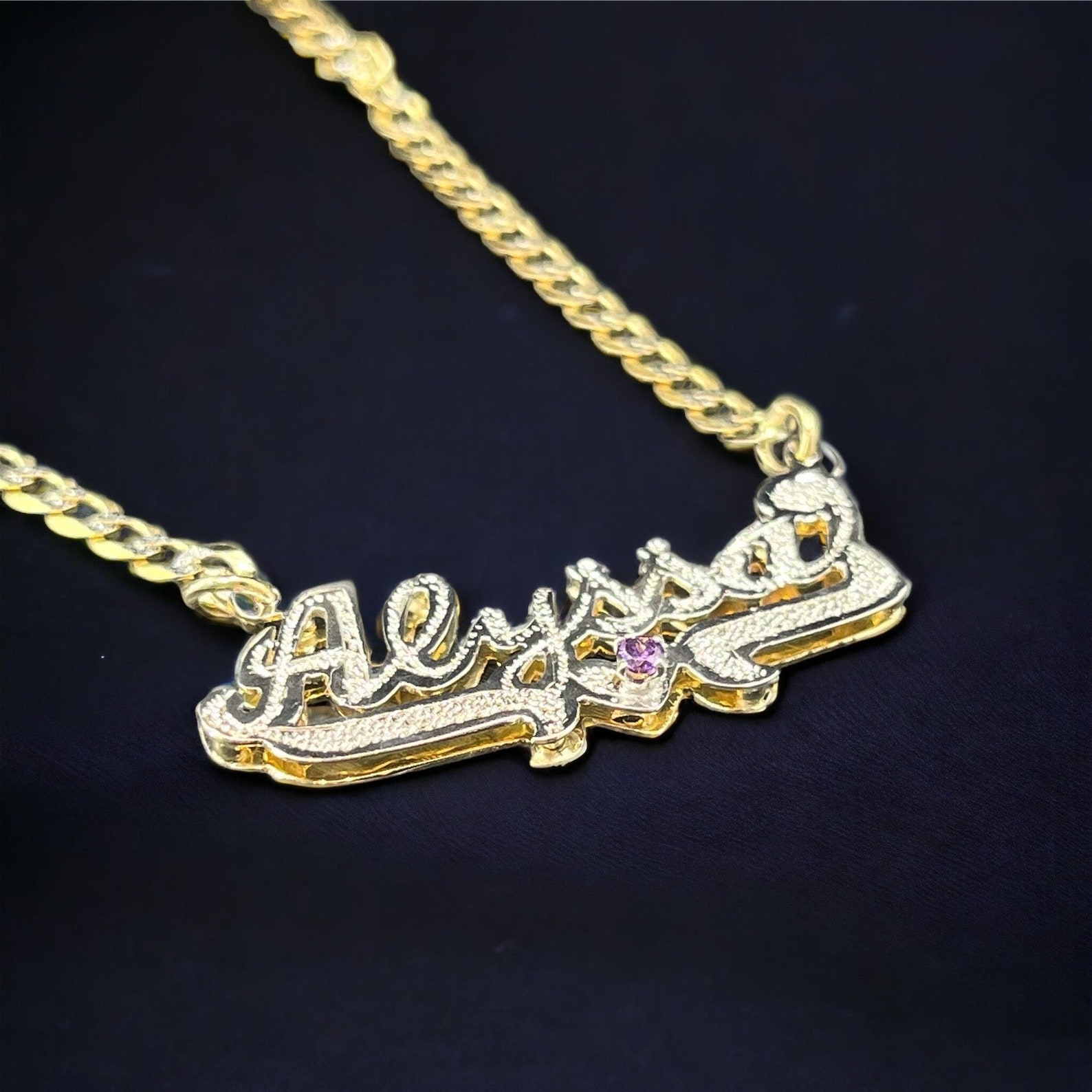 14K, 10K Solid Gold Customized Double Plated, Personalized Name Pendant ...