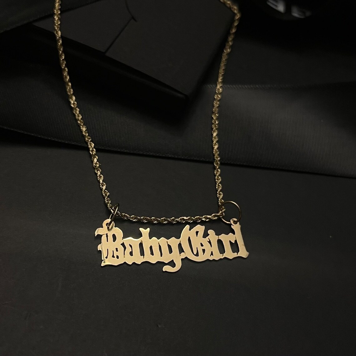 14k Gold Name Plate / Solid 14k Gold / Nameplate Personalized Charm ...