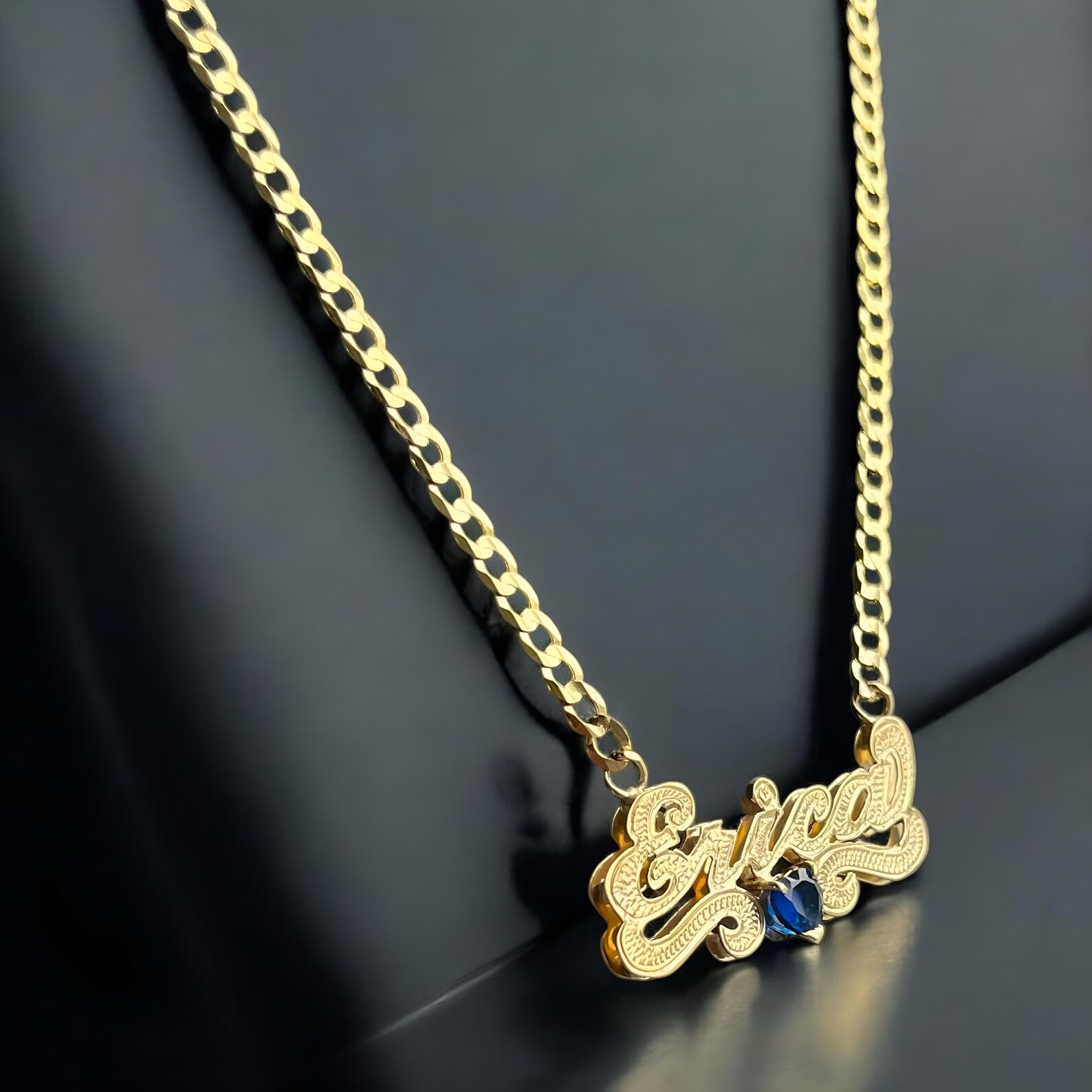 14K, 10K Solid Gold Customized Double Plated, Personalized Name Pendant ...