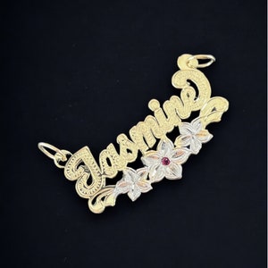 14K, 10K Solid Gold Personalized Name Pendant With Flower Design ...