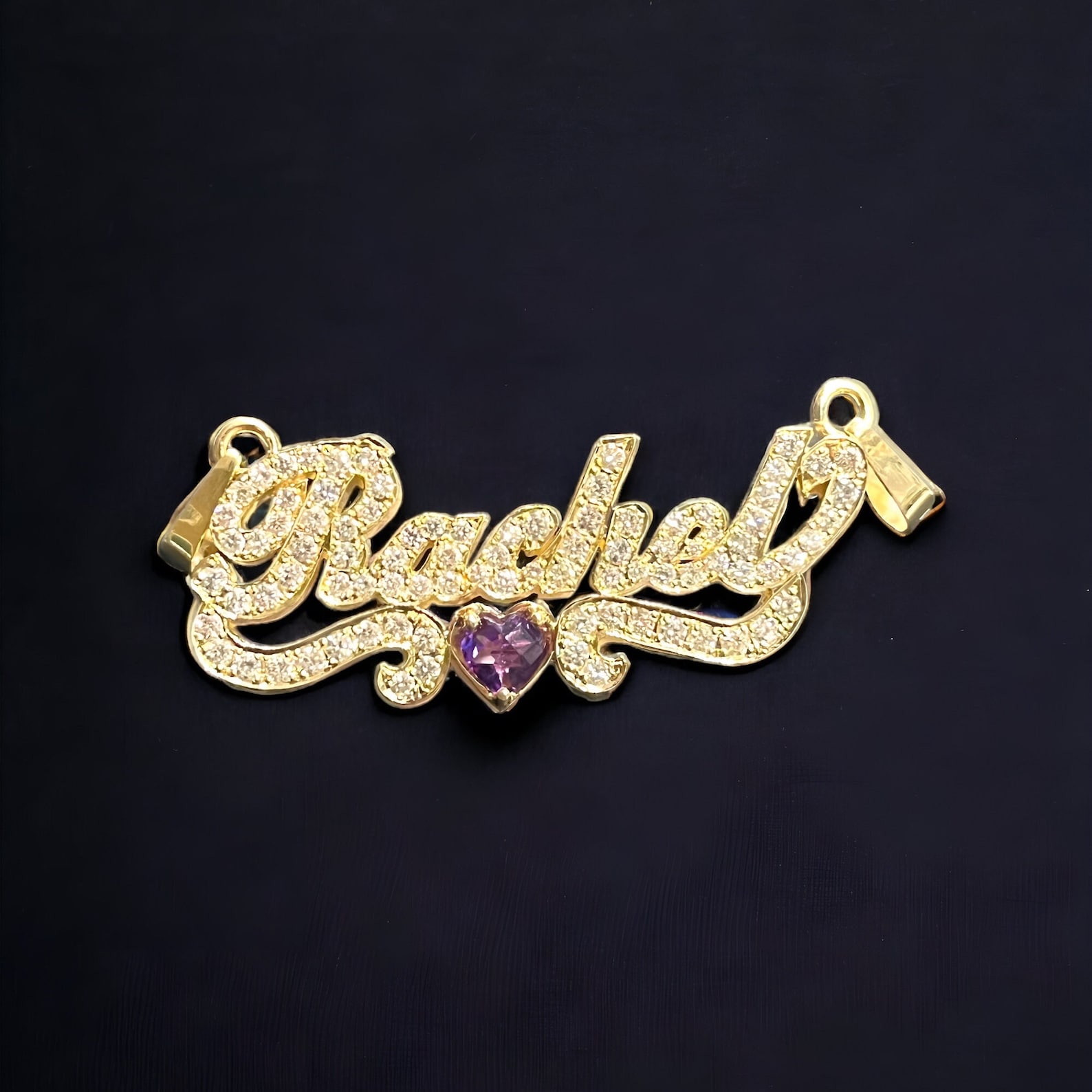 14K or 10K Solid Gold Diamonds Name Plate Personalized HANDMADE Custom ...