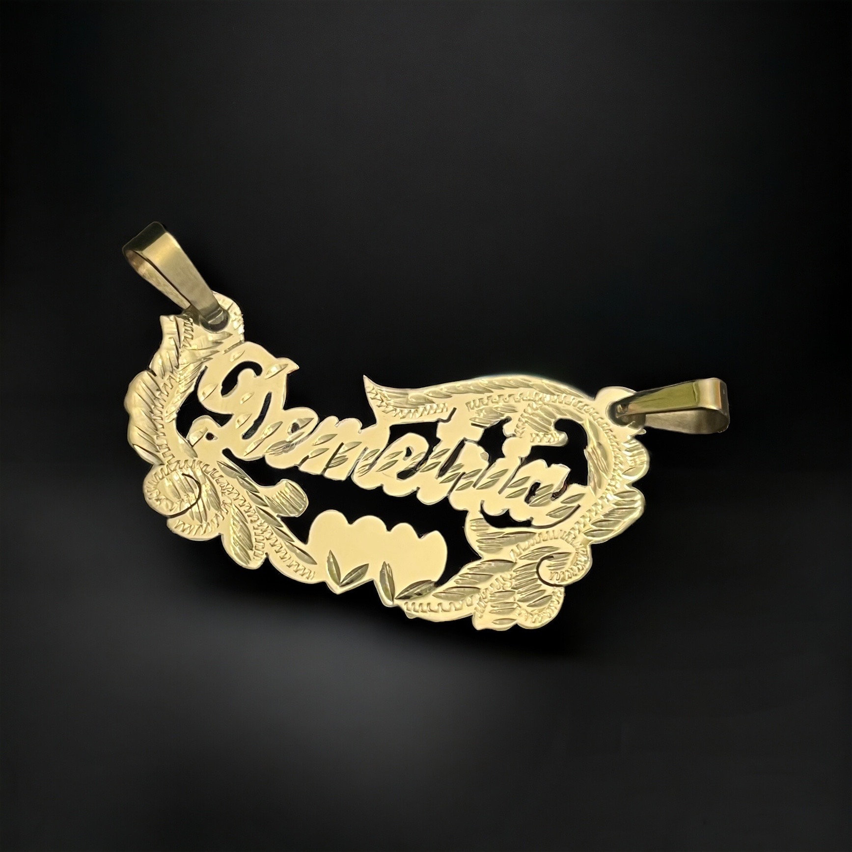 Exquisite 14K, 10K Solid Gold Personalized Name Pendant: Cursive Font ...
