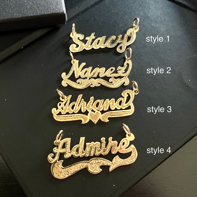 14K, 10K Solid Gold Personalized Custom Name Pendant With Diamond Cut ...