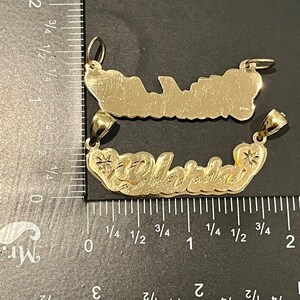14K or 10K Solid Gold Double Plated Name Plate, 3D Name Pendant , Pop ...