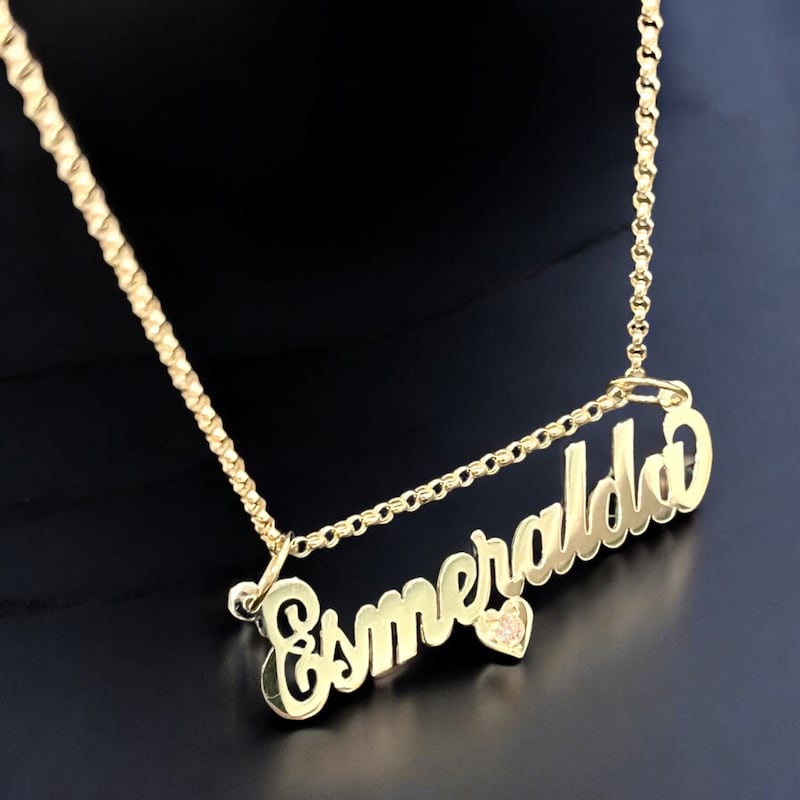 Gold Name Plate Necklace - Etsy