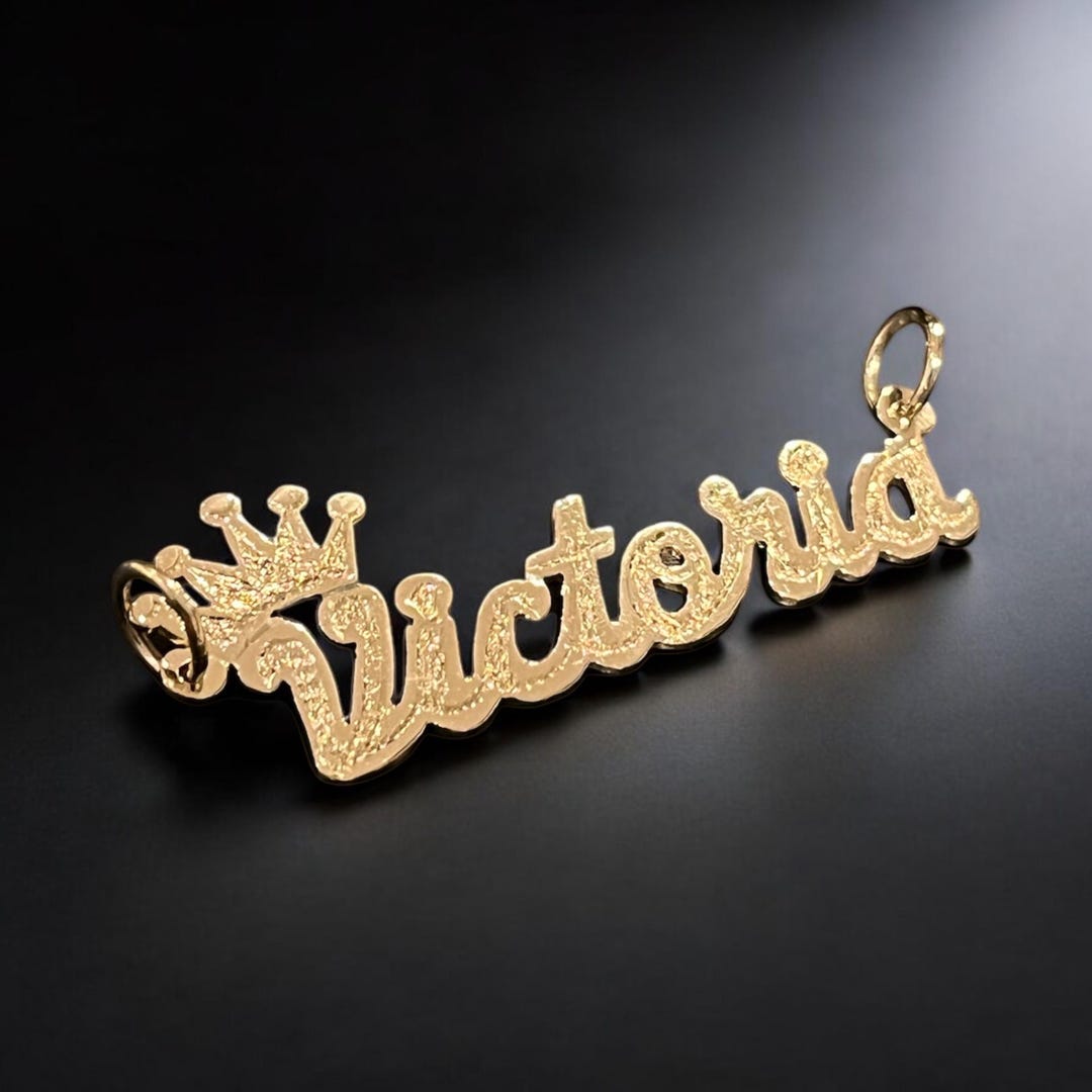 14K, 10K Solid Gold Name Pendant With Diamond Cut Engraving ...