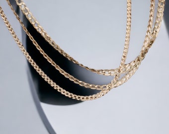 14K Real SOLID Gold Cuban Curb Link Chain, 1.5mm-5.8mm SOLID Cuban Curb ...