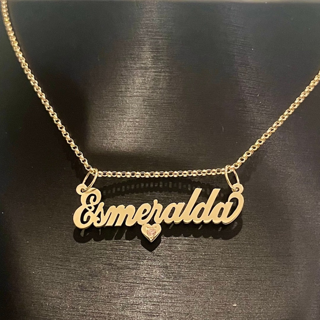 14K, 10K Solid Gold Personalized Name Pendant With Heart Design ...