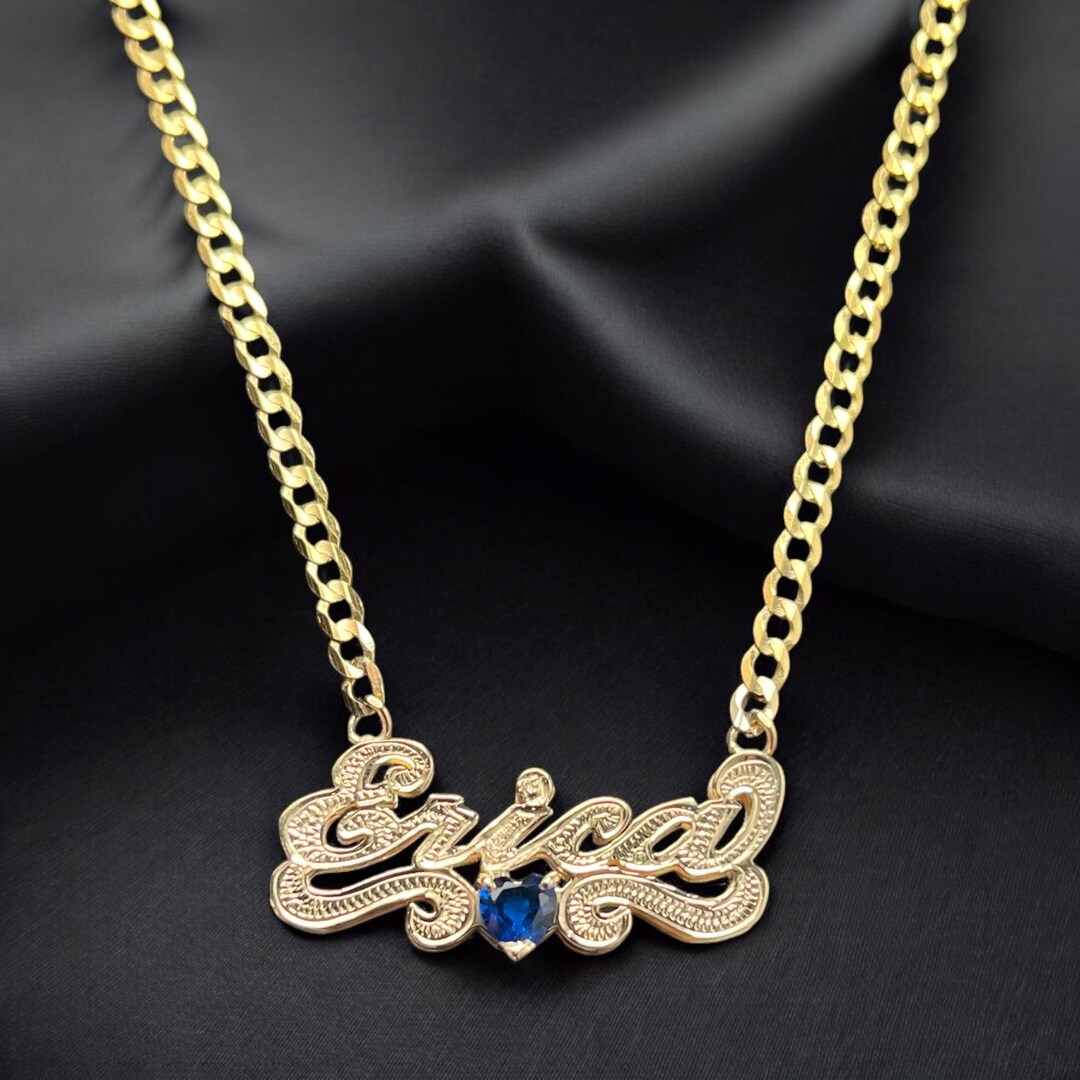 14K, 10K Solid Gold Customized Double Plated, Personalized Name Pendant ...