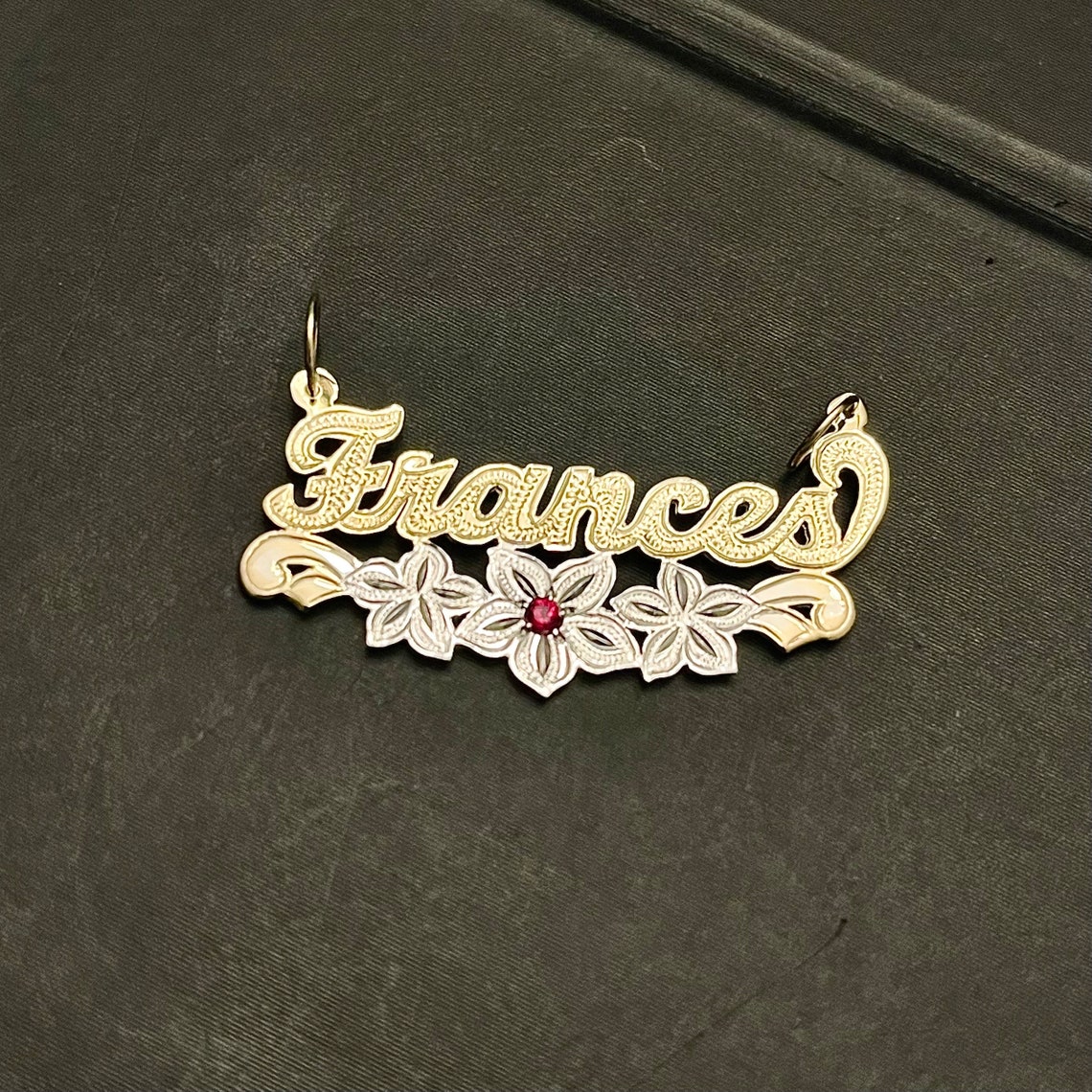 14K, 10K Solid Gold Personalized Name Pendant With Flower Design ...