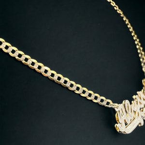 14K, 10K Solid Gold Customized Double Plated, Personalized Name Pendant ...