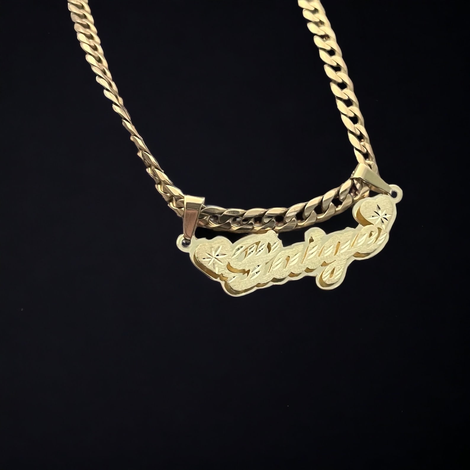 14K or 10K Solid Gold Double Plated Name Plate, 3D Name Pendant , Pop ...