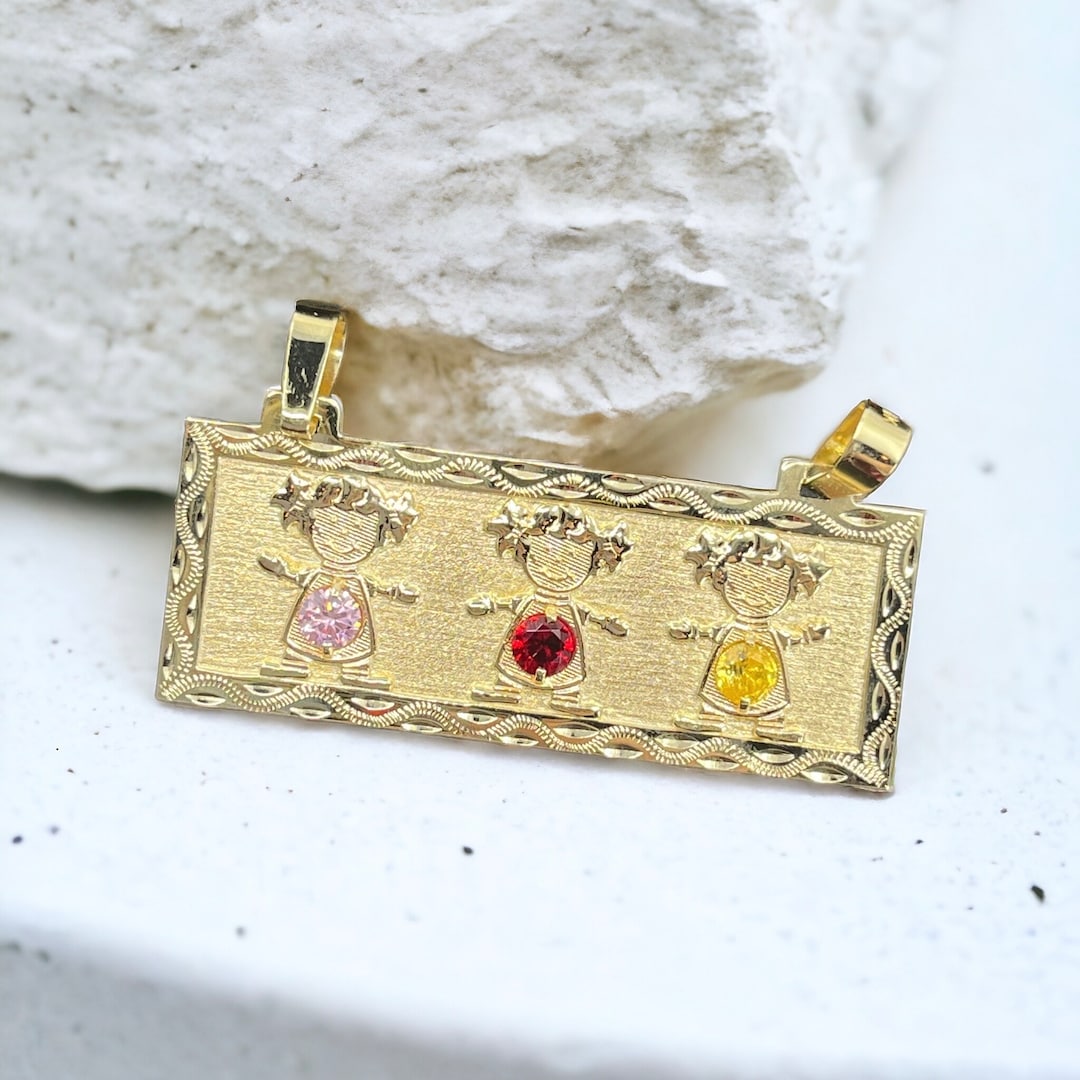 14K or 10K Solid Yellow Gold Handmade 3 Birthstone Children, Babies ...