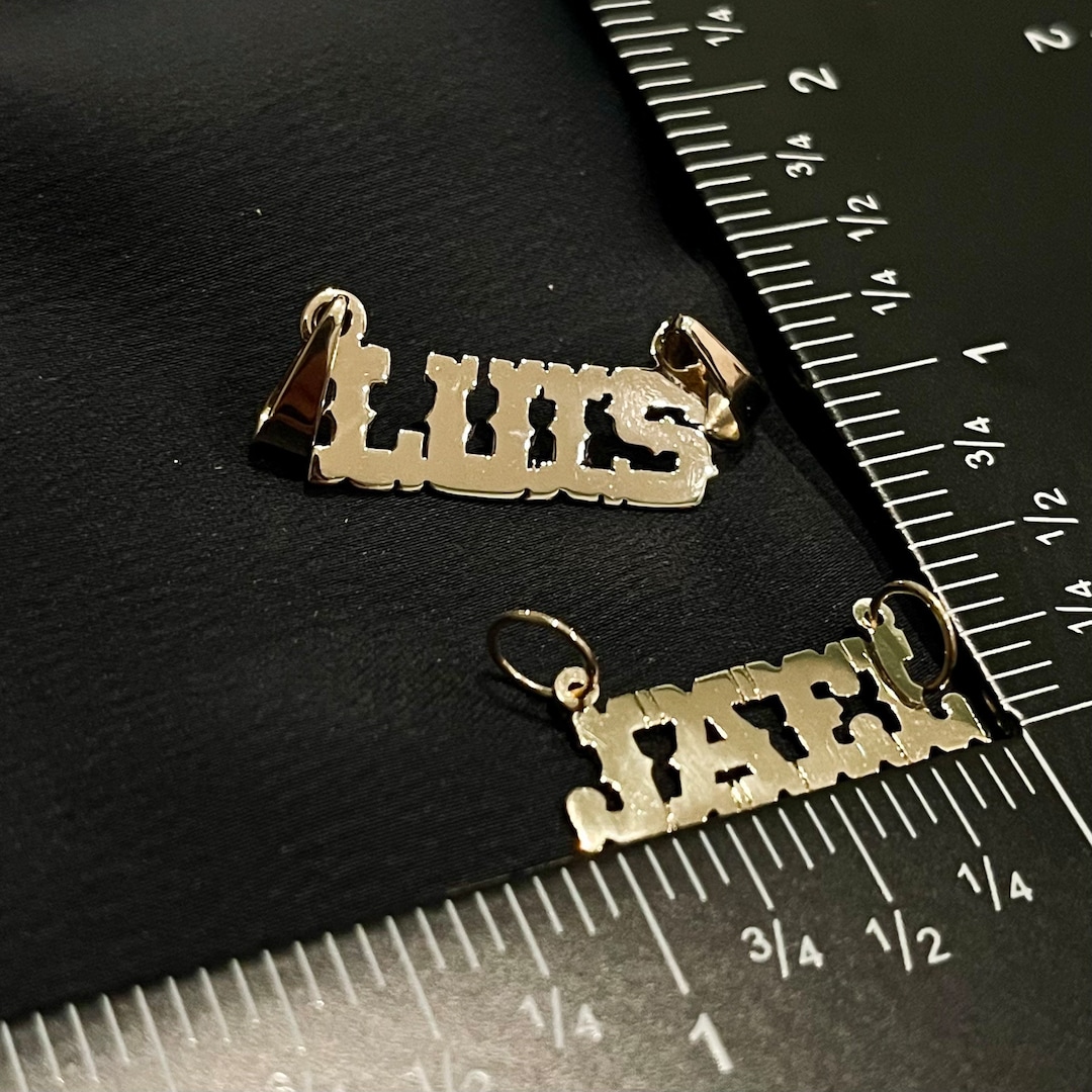 14k, 10K Solid Gold Custom Personalized Name Pendant Mini Size, Small ...