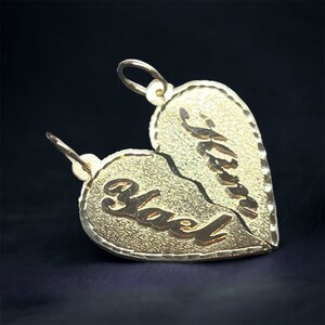 14K, 10K Solid Gold Name Over Heart Shaped Pendant for Couple, Divided ...