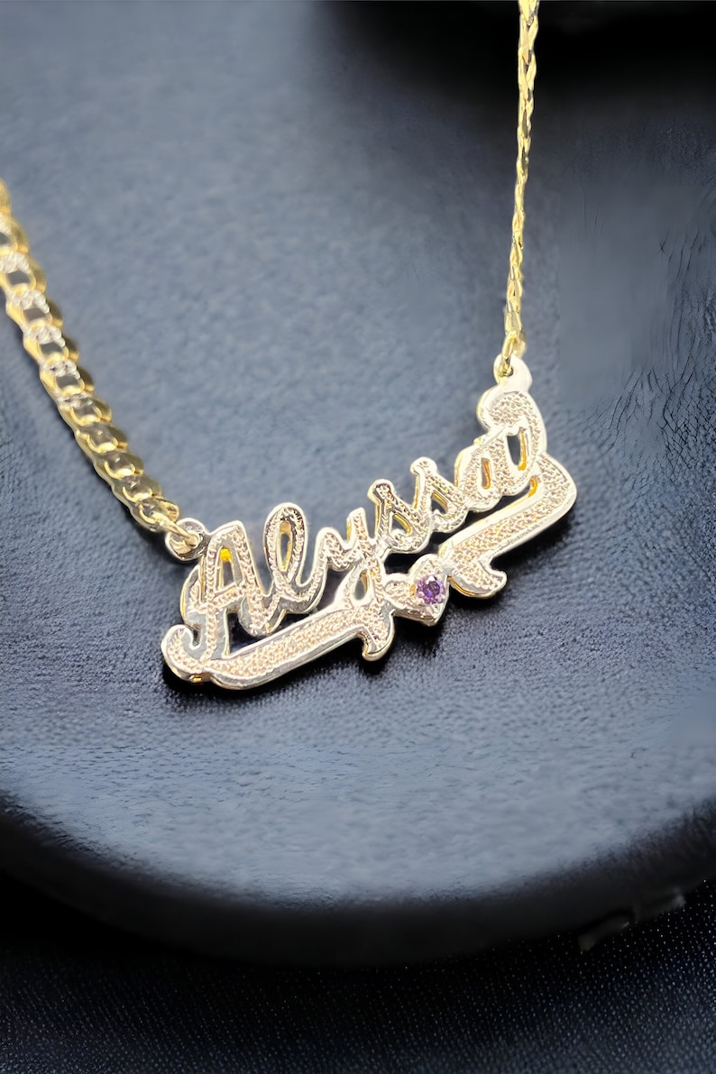 14K, 10K Solid Gold Customized Double Plated, Personalized Name Pendant ...