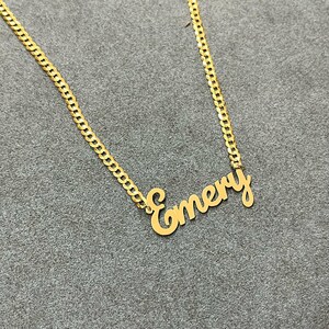 14K, 10K Solid Gold Customized Cursive Name Necklace, Handwritten Name ...