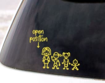 Open Position Vinyl Car Decal, Single Parent Decal, Single Mom Sticker ...