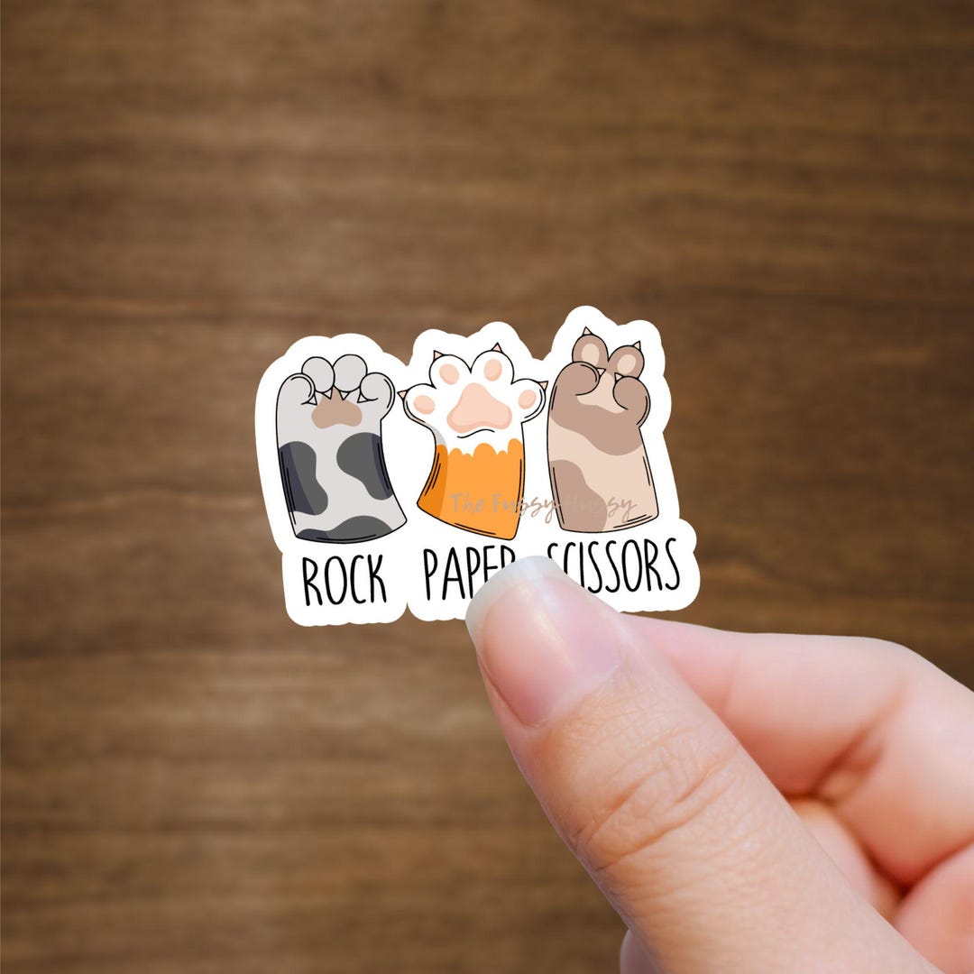 Rock Paper Scissors Cat Sticker, Funny Cat Sticker, 1 2 3 Not It ...