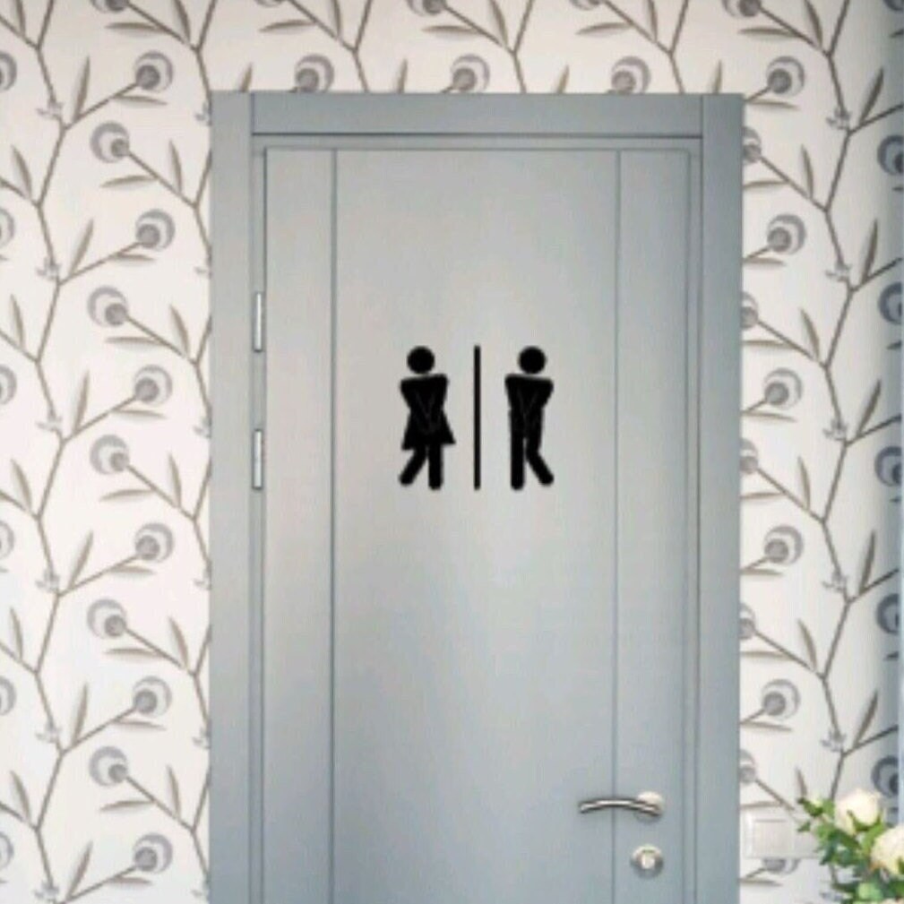 Unisex Bathroom Door Decal, Gender Bathroom Sticker, Unisex Door Sign ...