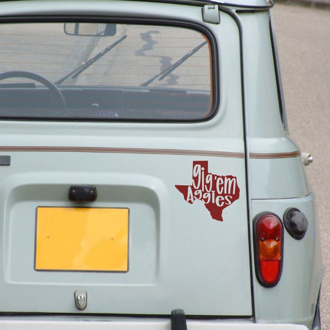 Gig Em Aggies Car Decal, Gig Em Sticker, College Station Texas Decal - Etsy