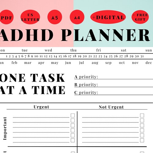 ADHD Daily Planner Priority Square Printable Adult ADHD - Etsy