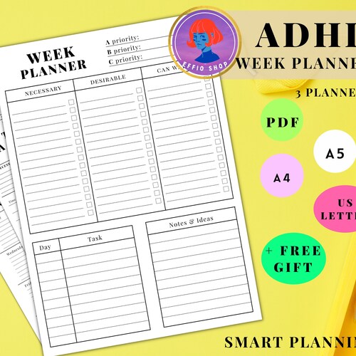 ADHD Week Planner Priority Printable Week Planner Adult - Etsy