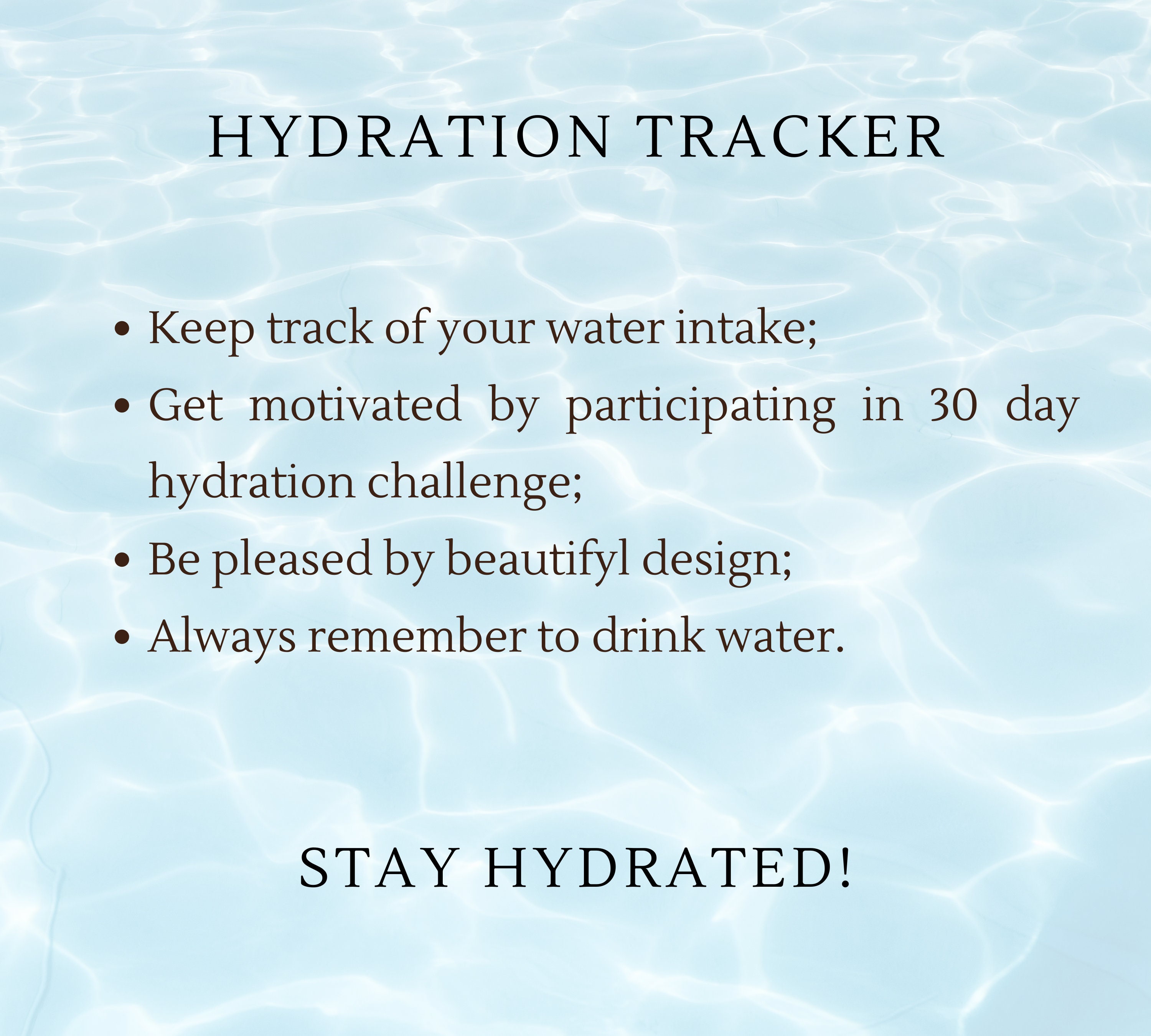 Hydration Tracker Monthly Challenge | Bullet Journal Printable | Water ...