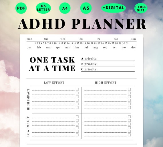 ADHD Priority Daily Planner Priority Printable Adult ADHD - Etsy