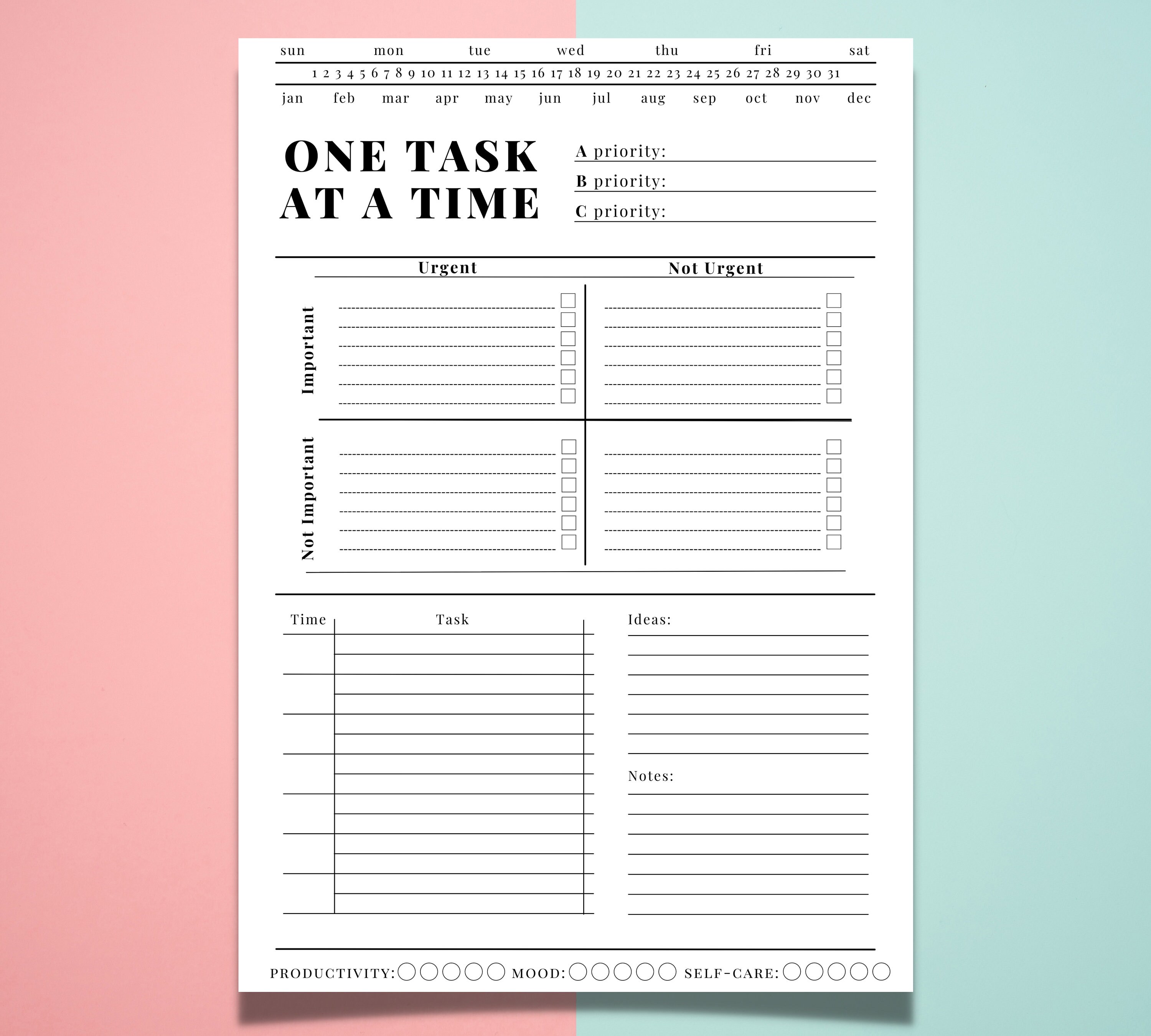 ADHD Daily Planner | Priority Square Printable | Adult ADHD ...