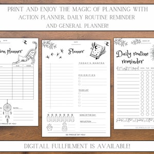 Set of Black and White Magic Printable Planners | 7 Planners | Daily ...