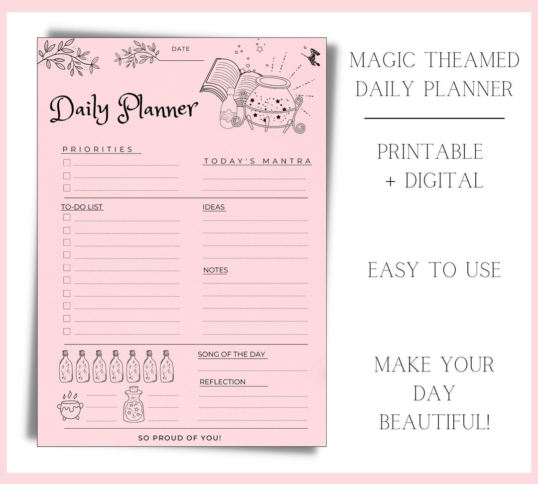 Magic Themed Daily Planner Printable | Daily Planners | Printable ...