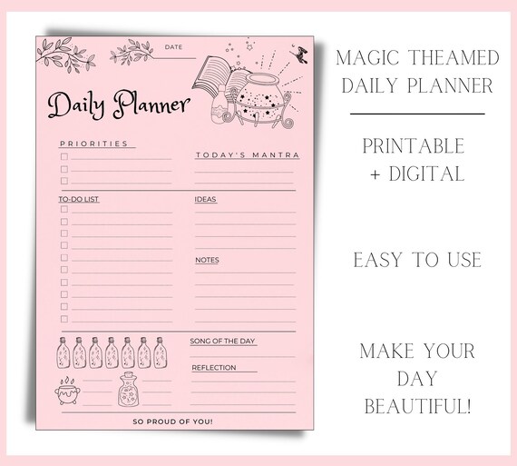 Magic Themed Daily Planner Printable Daily Planners - Etsy