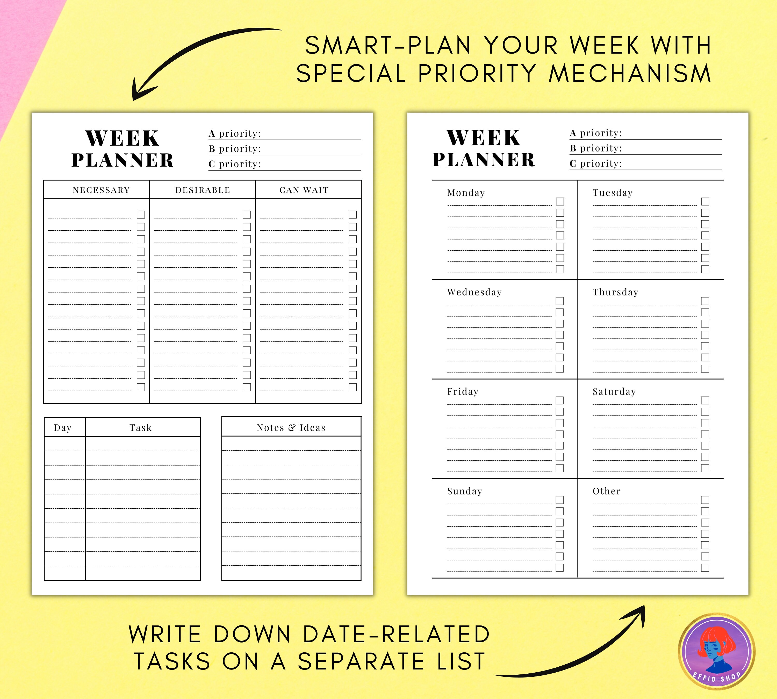 ADHD Week Planner | Priority Printable | Week Planner | Adult ADHD ...