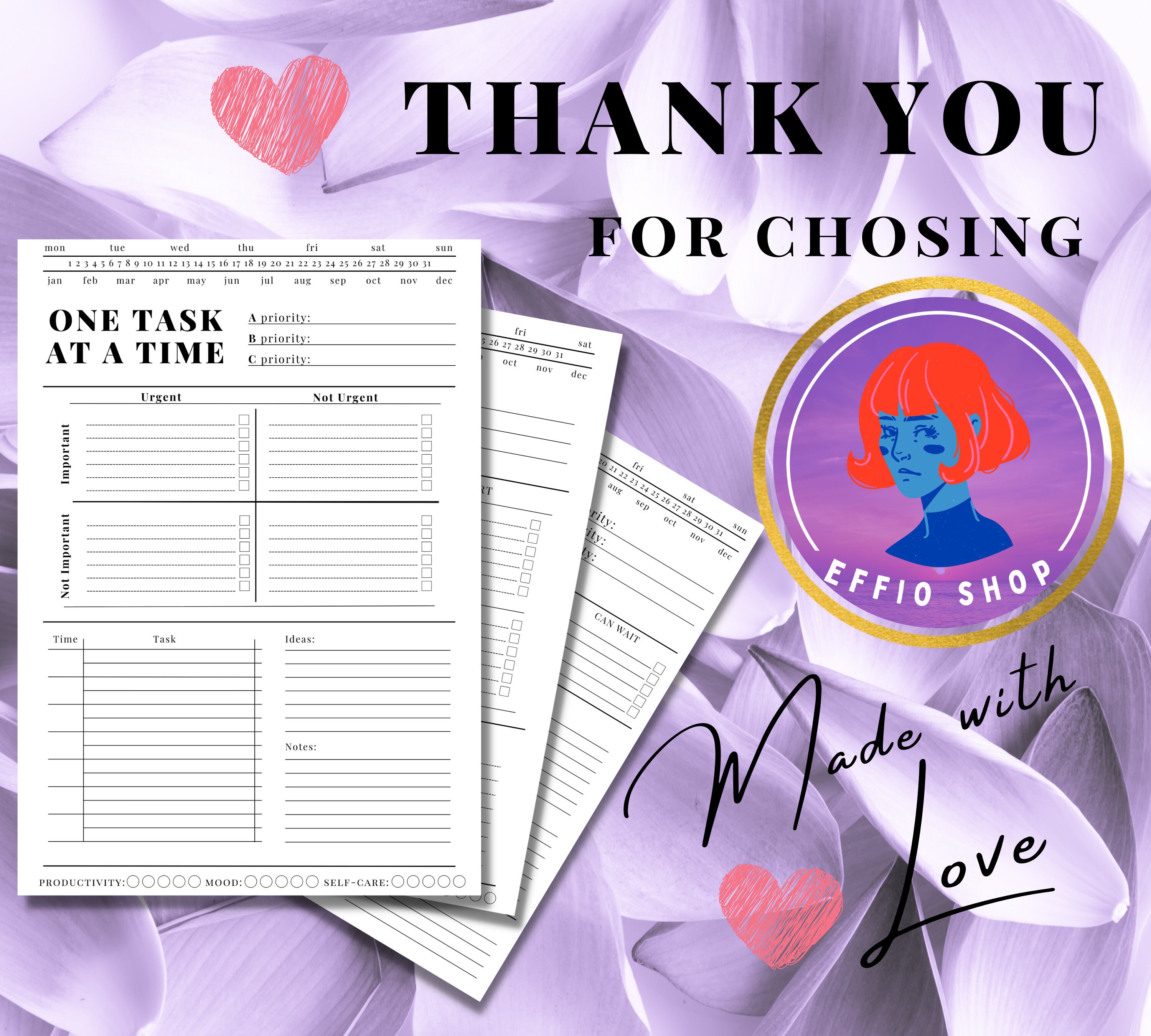 3 ADHD Efficient Daily Planners Priority Printable Adult - Etsy