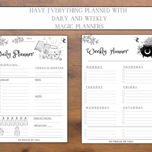Set of Black and White Magic Printable Planners | 7 Planners | Daily ...