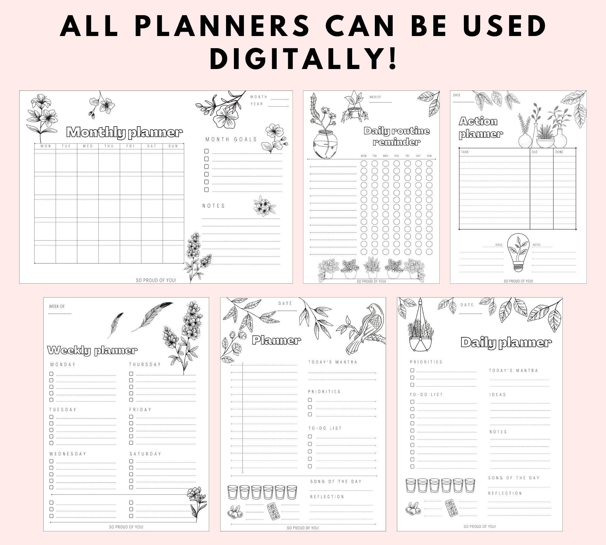 Printable Planners Bundle | Daily | Weekly| Month Planner | Plant ...