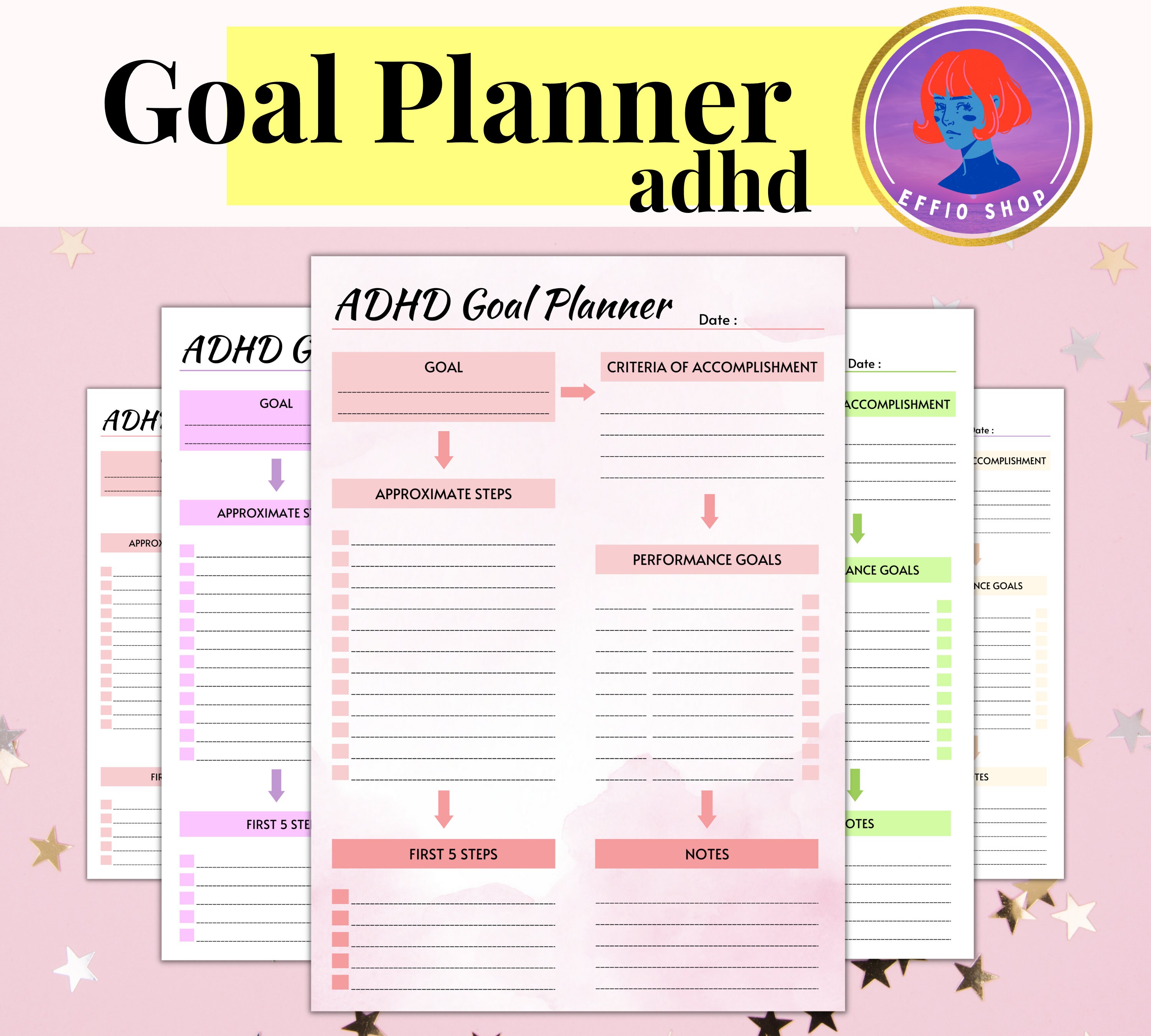 ADHD Goal Planner Printable | Productivity & Efficiency Planner | ADHD ...