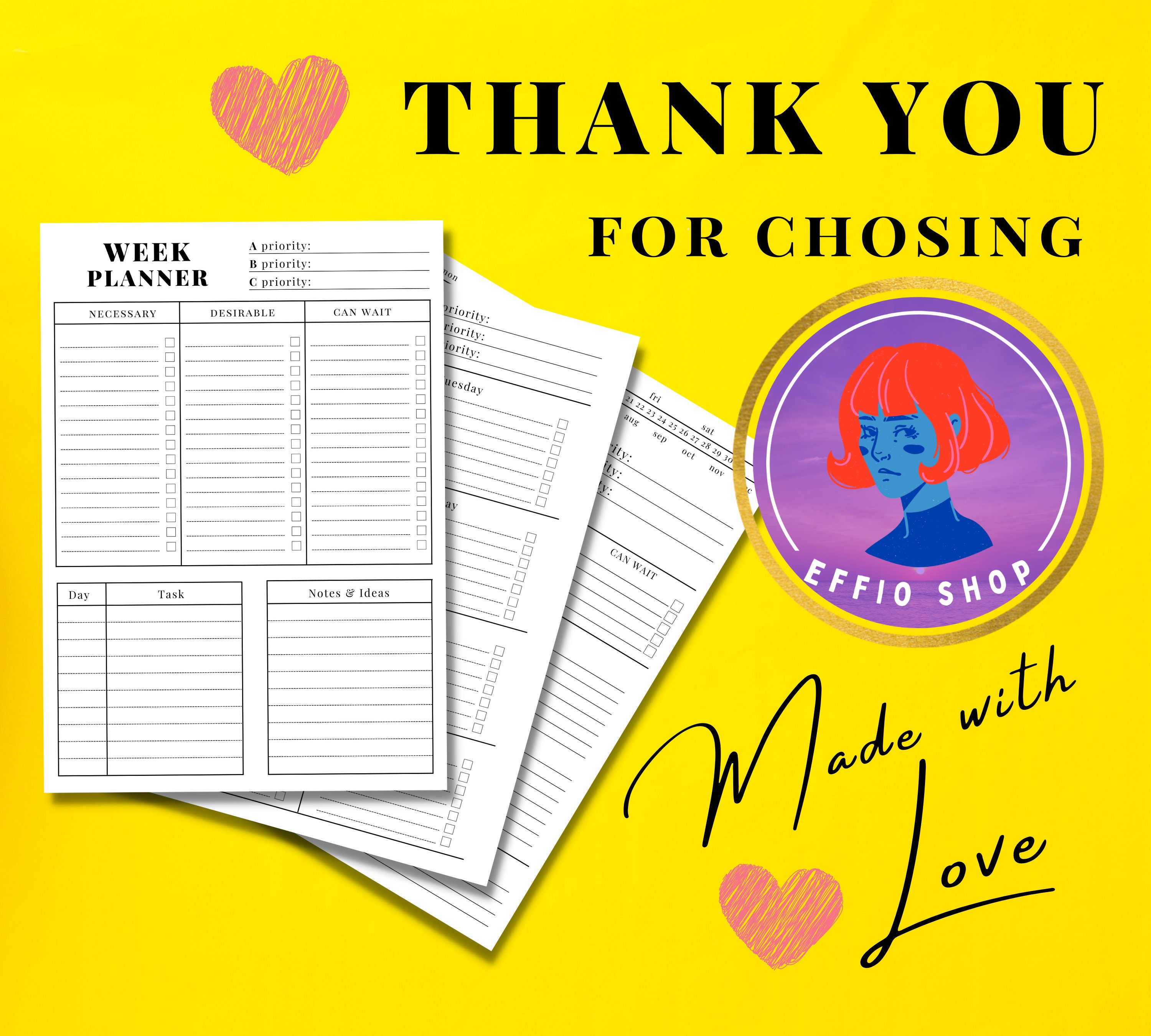 ADHD Week Planner | Priority Printable | Week Planner | Adult ADHD ...