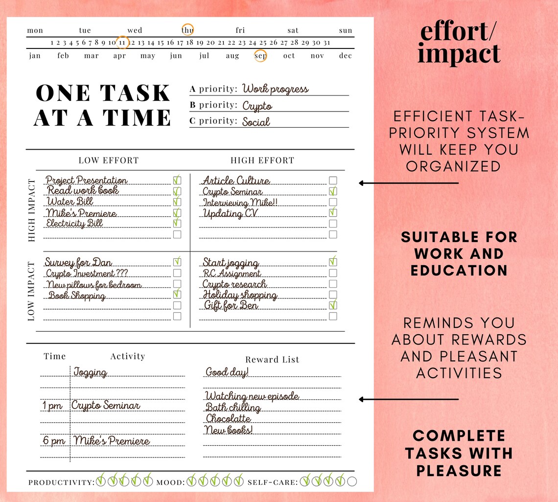 3 ADHD Efficient Daily Planners Priority Printable Adult - Etsy