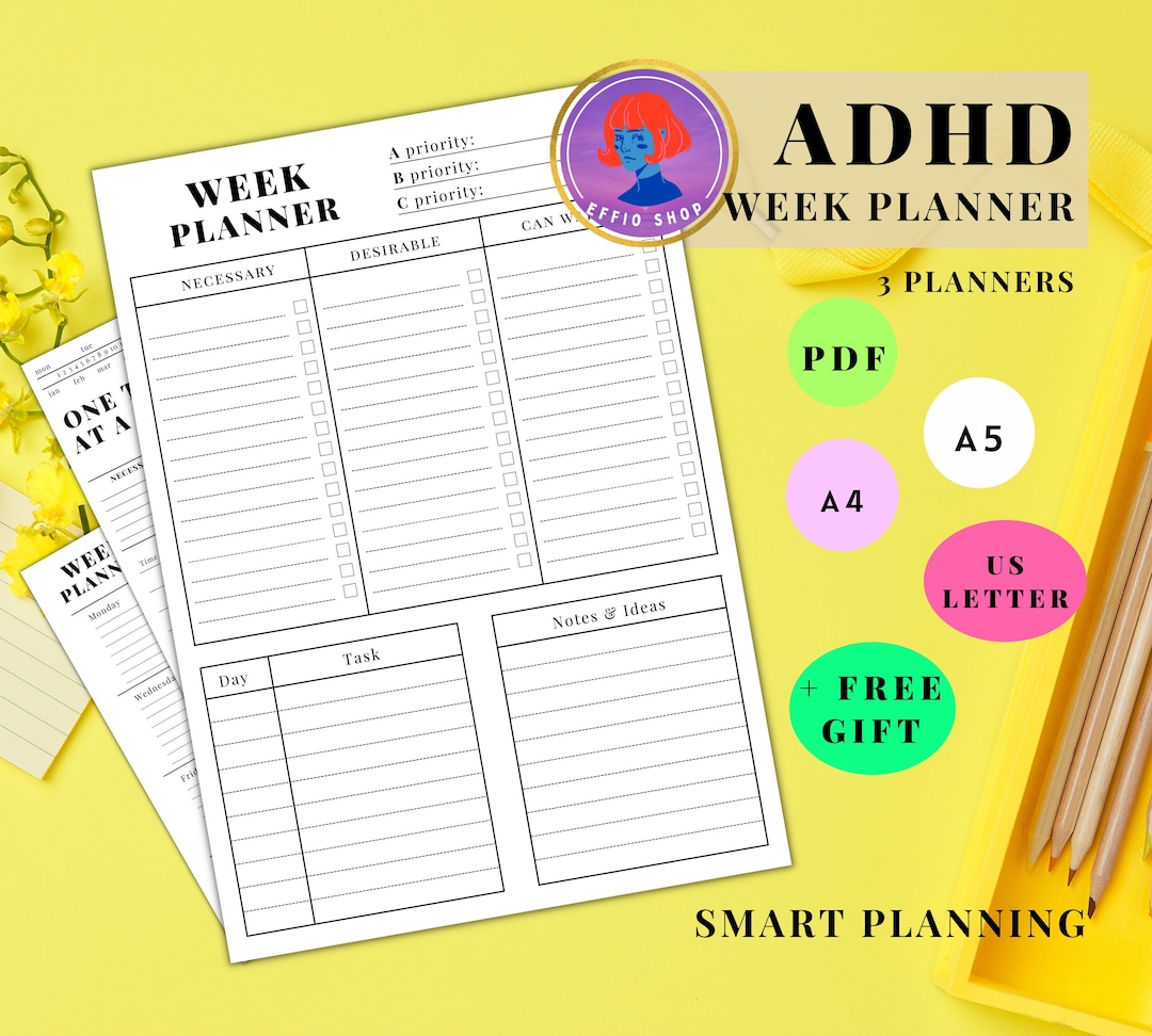ADHD Week Planner | Priority Printable | Week Planner | Adult ADHD ...