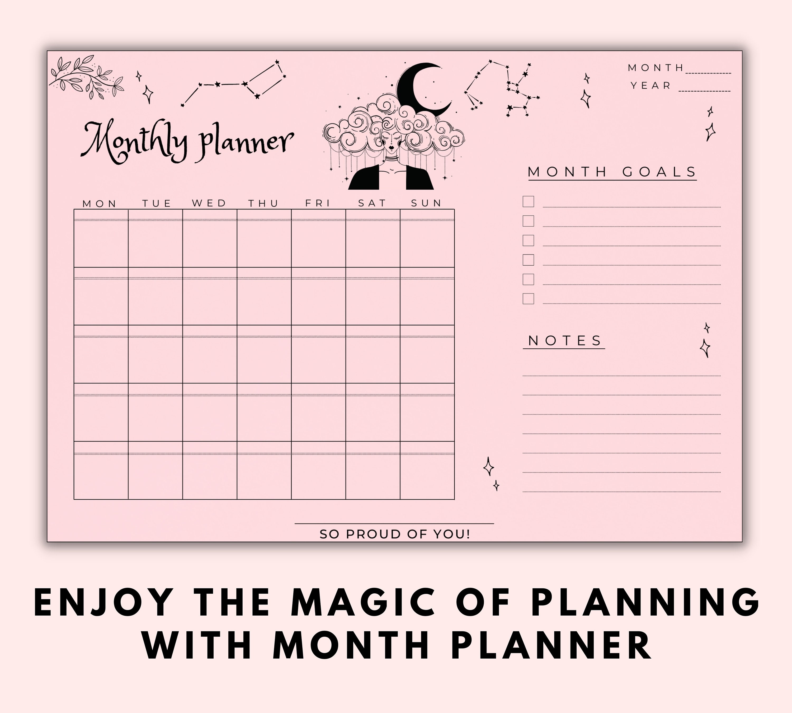 Magic Themed Productivity Pink Planner Bundle Printable & Digital ...