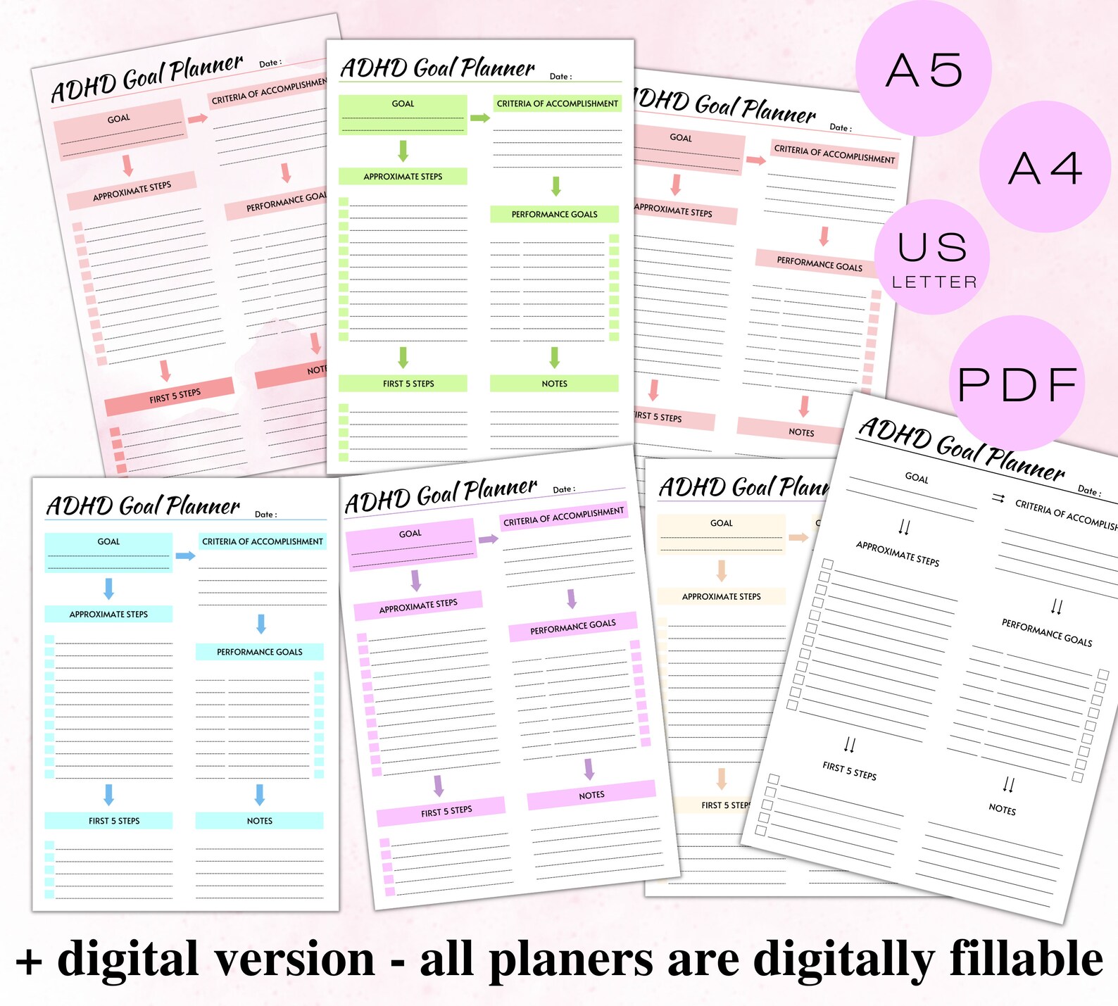 ADHD Goal Planner Printable | Productivity & Efficiency Planner | ADHD ...