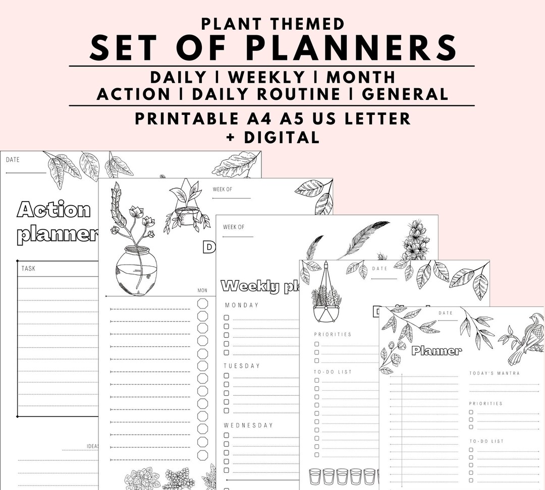 Printable Planners Bundle | Daily | Weekly| Month Planner | Plant ...