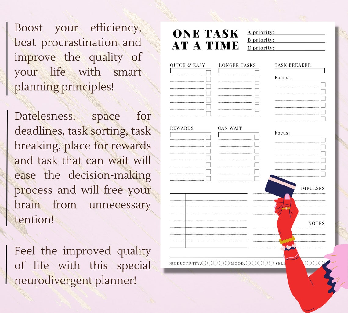 ADHD Universal Dateless Productivity Planner Printable - Etsy