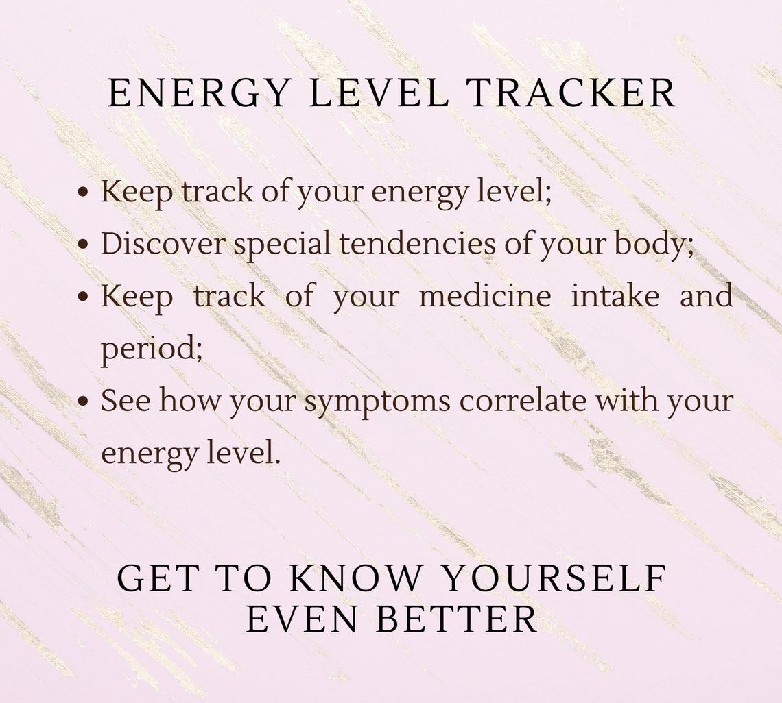 Energy Level Monthly Tracker | Printable Energy Tracker | Symptoms ...