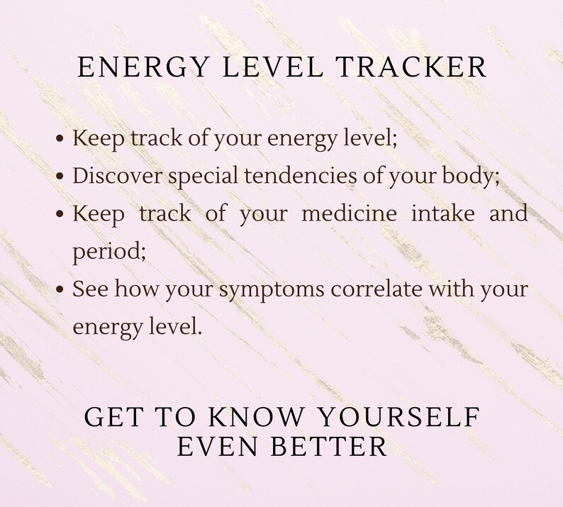 Energy Level Monthly Tracker | Printable Energy Tracker | Symptoms ...
