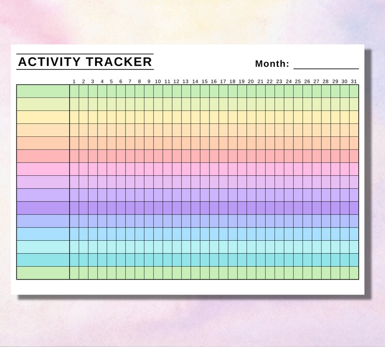 Activity Monthly Tracker Square System Printable Bullet Journal Digital ...