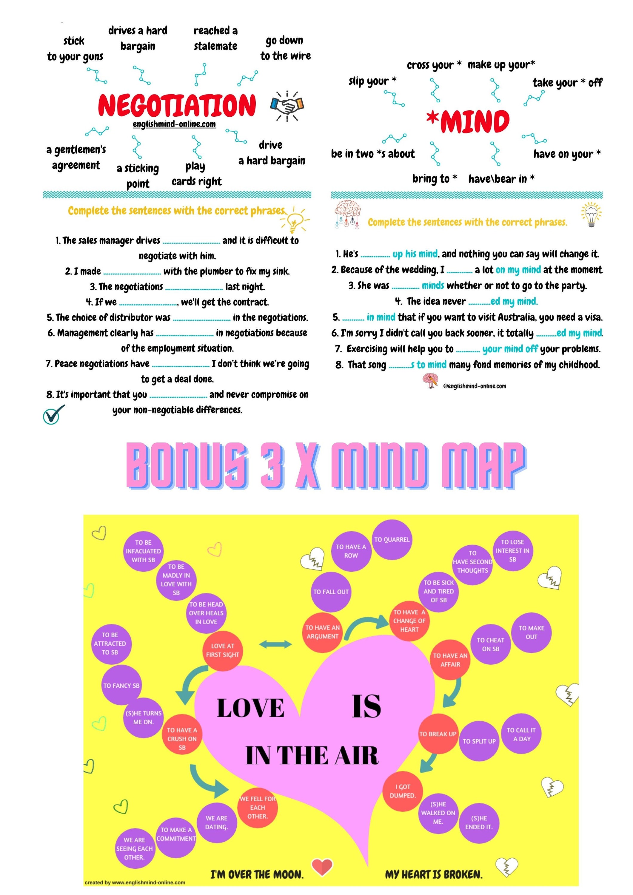 Learn English Bundle PDF Idioms, Vocabulary, Grammar Visual Printable ...